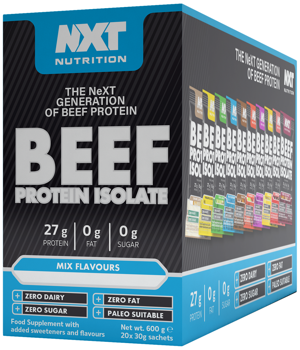 NXT Beef Isolate Sachet Mixed Sample Box (20 x 30g) – EU Supplements