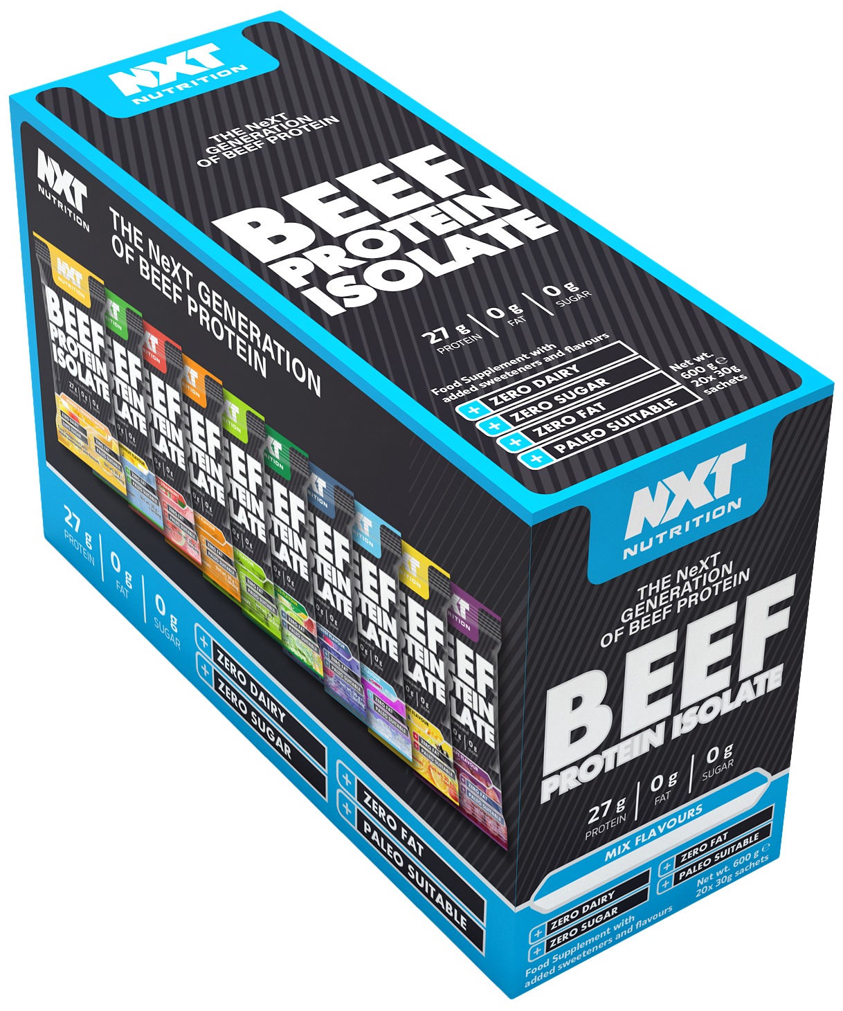 NXT Beef Isolate Sachet Mixed Sample Box (20 x 30g) – EU Supplements
